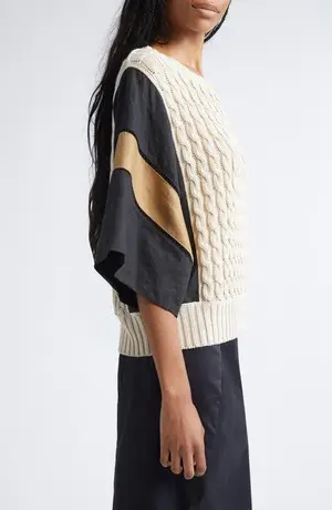Max Mara Hybrid Linen Cable Sweater - Beige
