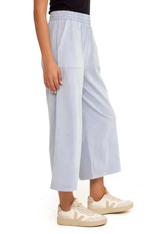 THREADS 4 THOUGHT Alva Mineral Wash Pull-on Wide Leg Capri Pants - High Tide