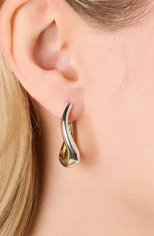 LITTLE SKY STONE Ash Two Tone Hoop Earrings