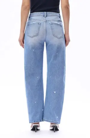 BAYEAS Flora Mid Rise Barrel Leg Jeans - Medium Blue