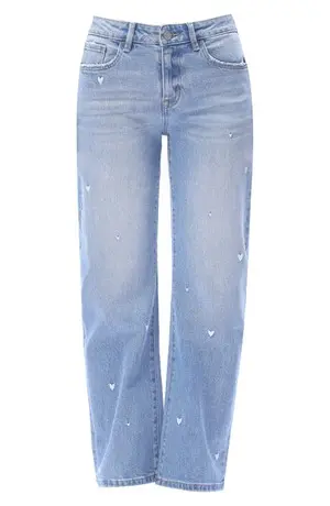 BAYEAS Flora Mid Rise Barrel Leg Jeans - Medium Blue