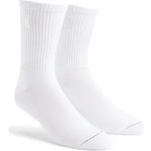 KROST Cotton Blend Ribbed Crew Socks 2 Pack - White