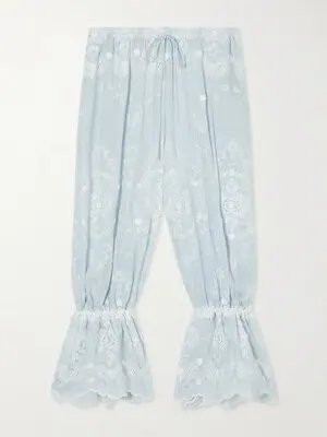 Miguelina Nell Embroidered Wide-leg Pants