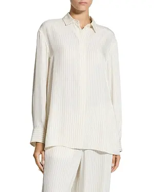 Theory High-low Flounce Shirt - Rice Multi