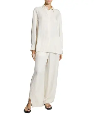 Theory High-low Flounce Shirt - Rice Multi