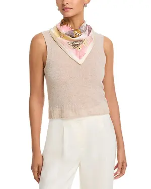 FRAAS Butterfly Print Silk Square Scarf Pink Multi
