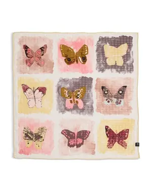 FRAAS Butterfly Print Silk Square Scarf - Pink Multi
