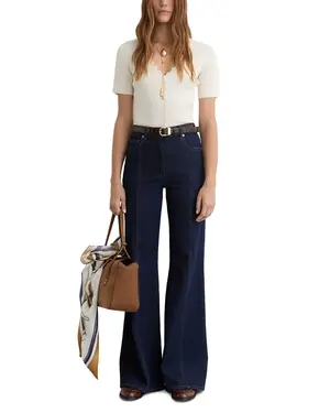 REISS Marcy Scalloped Edge Knit Top - Ivory