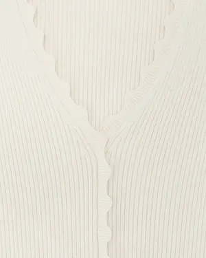 REISS Marcy Scalloped Edge Knit Top - Ivory