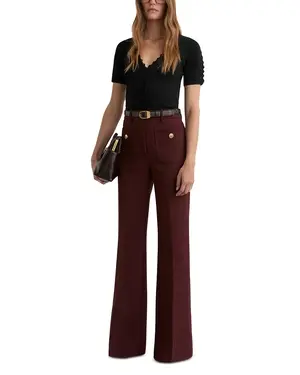 REISS Marcy Scalloped Edge Top - Black