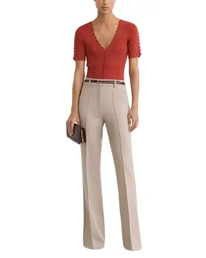 REISS Marcy Scalloped Edge Top - Rust Red