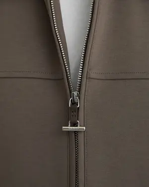 REISS Interlock Zip Through Sweatshirt - Light Brown