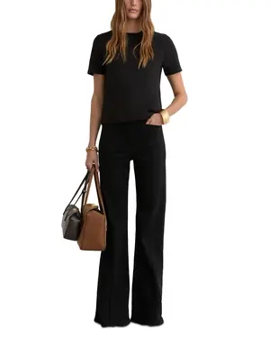 REISS Plain Ribbed Neck T-shirt - Black