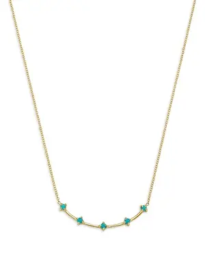 Zoe Chicco 14k Yellow Turquoise Gemstones Dash Bar Necklace - Gold