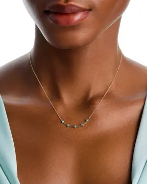 Zoe Chicco 14k Yellow Turquoise Gemstones Dash Bar Necklace - Gold