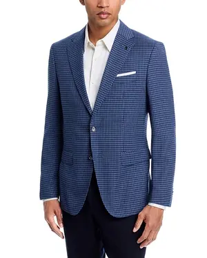 BOSS H-hutson Gingham Slim Fit Suit Jacket - Dark Blue