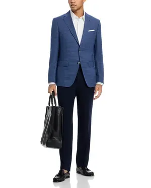 BOSS H-hutson Gingham Slim Fit Suit Jacket - Dark Blue