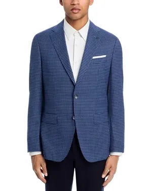 BOSS H-hutson Gingham Slim Fit Suit Jacket - Dark Blue