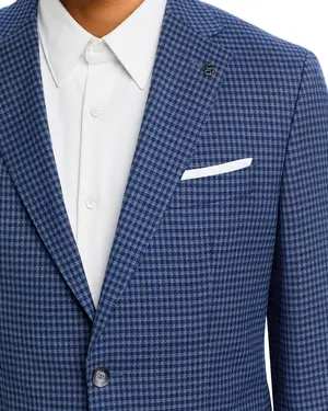 BOSS H-hutson Gingham Slim Fit Suit Jacket - Dark Blue