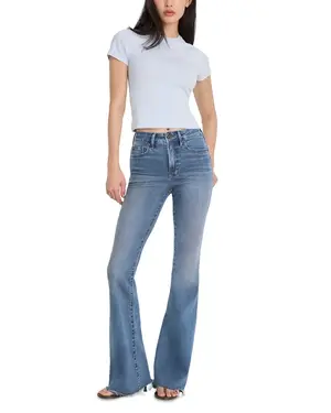 Good American Good Legs Soft Touch Mid Rise Flare Jeans - Indigo