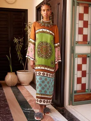 ALEMAIS Contina Silk Midi Dress - Multicolour