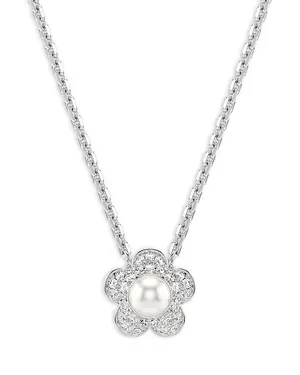SWAROVSKI Ariana Grande X Crystal & Imitation Pearl Flower Pendant Necklace - White