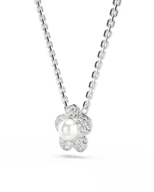SWAROVSKI Ariana Grande X Crystal & Imitation Pearl Flower Pendant Necklace - White