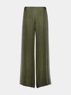 Zeus+dione Jacquard Silk Wide-leg Trousers - Green