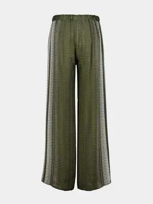 Zeus+dione Jacquard Silk Wide-leg Trousers - Green