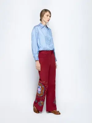 PAULA Alice Wide-leg Suede Pants - Red