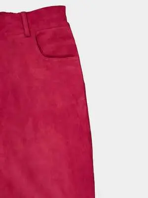 PAULA Alice Wide-leg Suede Pants - Red
