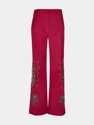 PAULA Alice Wide-leg Suede Pants - Red