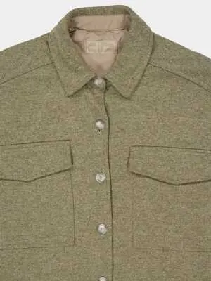 120% Lino Wool-cashmere Buttoned Overshirt
