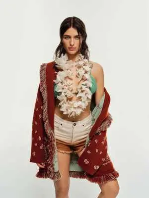 Alanui Bandana Jacquard Cashmere Cardigan - Red