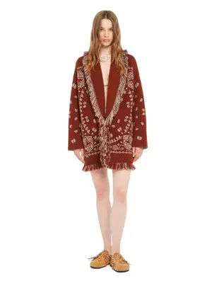 Alanui Bandana Jacquard Cashmere Cardigan - Red