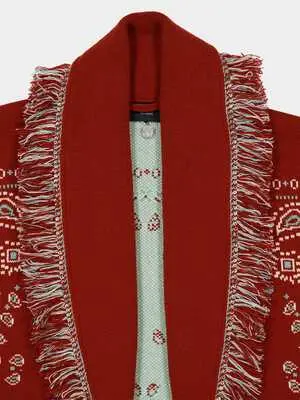 Alanui Bandana Jacquard Cashmere Cardigan - Red