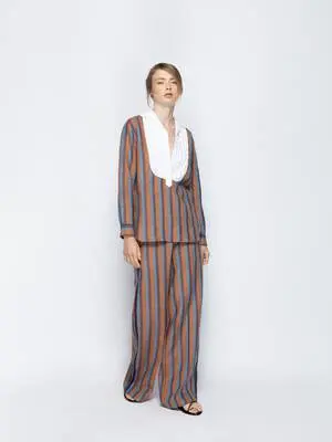 PAULA Dora Striped Linen Pants - Multicolour