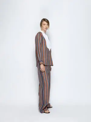 PAULA Dora Striped Linen Pants - Multicolour