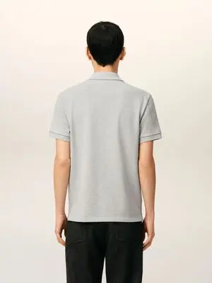 AMI Paris Heather Ash Contrasted De Coeur Polo Shirt - Grey