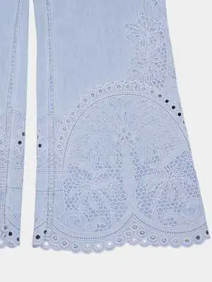 Zimmermann Cropped Cotton Flared Trousers
