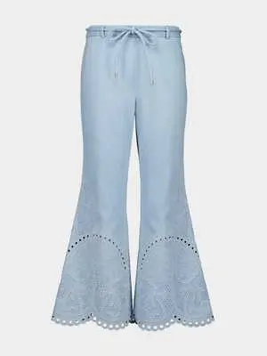 Zimmermann Cropped Cotton Flared Trousers