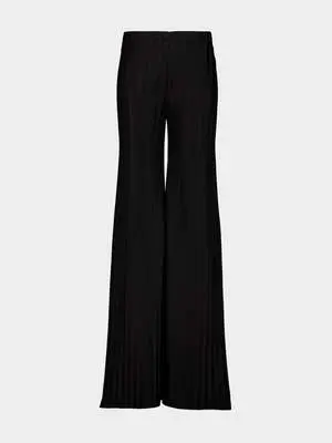 TOM FORD Flared Knit Trousers In Herringbone Viscose - Black