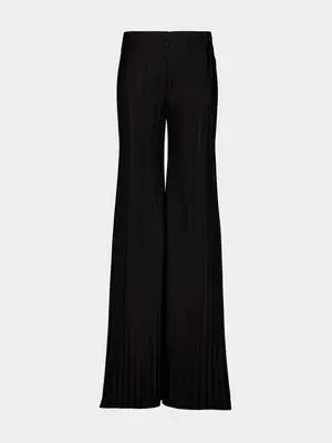 TOM FORD Flared Knit Trousers In Herringbone Viscose - Black