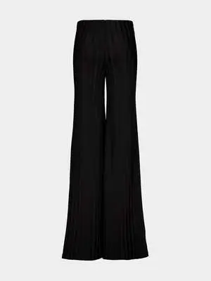 TOM FORD Flared Knit Trousers In Herringbone Viscose - Black