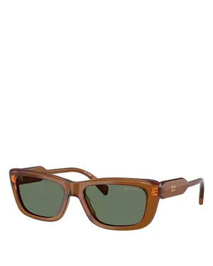 Miu Miu Rectangular Sunglasses, 56mm Amber