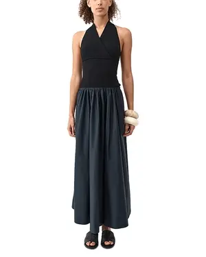 ST. AGNI Knit Backless Halter Dress - Black