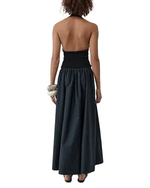 ST. AGNI Knit Backless Halter Dress - Black