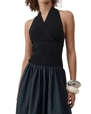 ST. AGNI Knit Backless Halter Dress - Black
