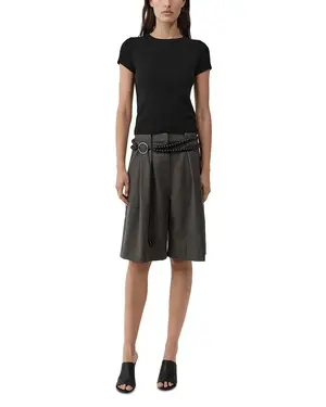 ST. AGNI Wool Pleat Loop Shorts