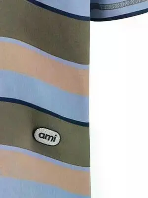 AMI Paris Striped Polo Shirt